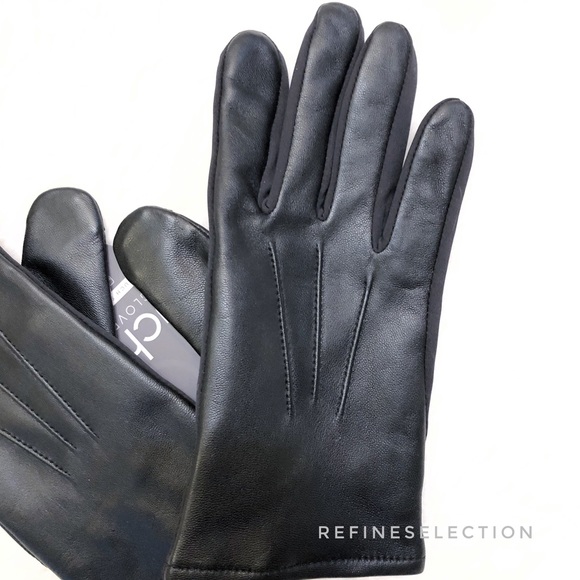 Fownes Brothers | Accessories | Fownes Lambskin Black Leather Fleece ...
